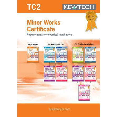 Kewtech TC2 Minor Works Certificate Pad – www.fusebox.shop